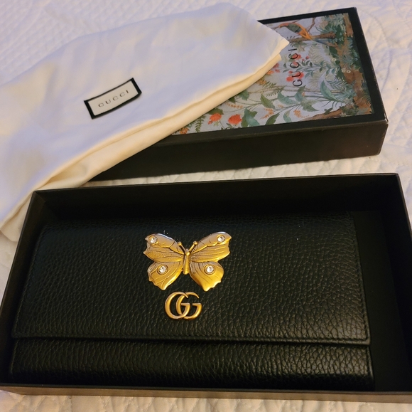 Gucci | Bags | Authentic Gucci Marmont Garden Continental Wallet W ...